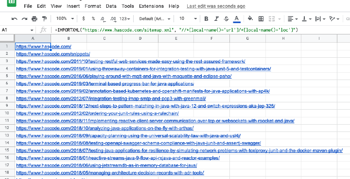 Importing a Sitemap XML into Google Sheets | Micha Kops' Tech Notes Importing a Sitemap XML into Google Sheets | Micha Kops' Tech Notes